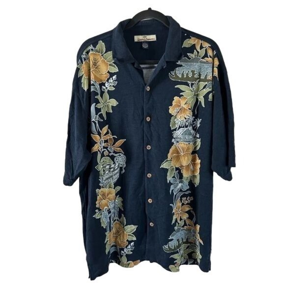 Tommy Bahama | Shirts | Tommy Bahama Mens Silk Blend Hawaiian Short Sleeve Button Down Shirt Sz ...